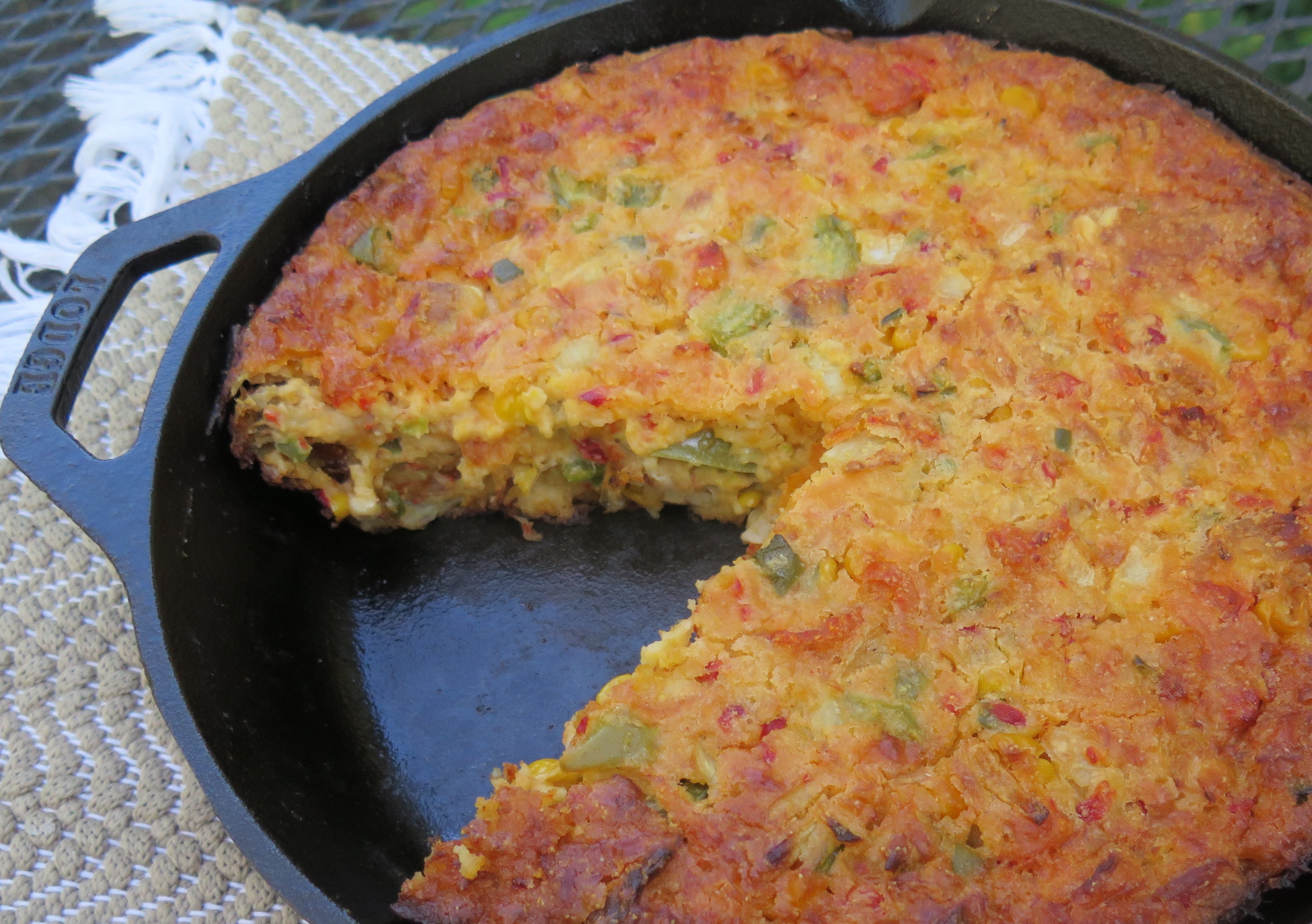 CaJun Crawfish Cornbread Casserole in Cast Iron Skillet – beyondgumbo
